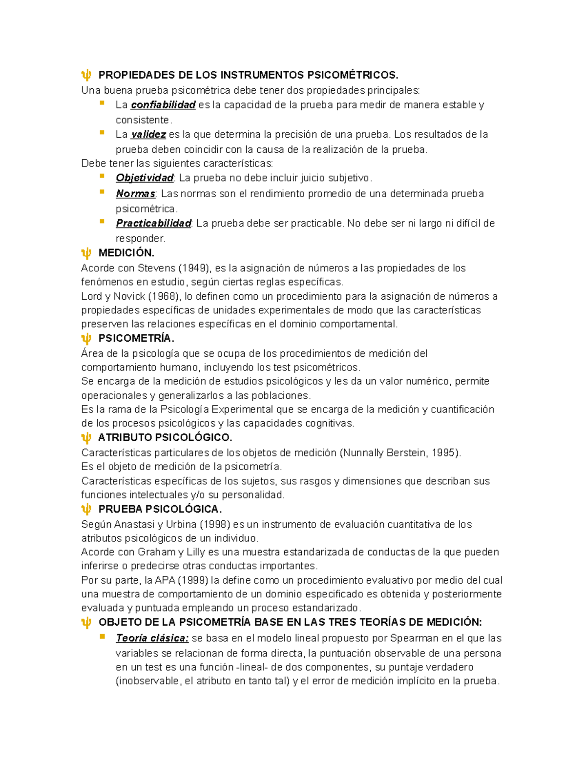 Instrumentos Psicológicos: Propiedades y Medición en Psicometría - Studocu
