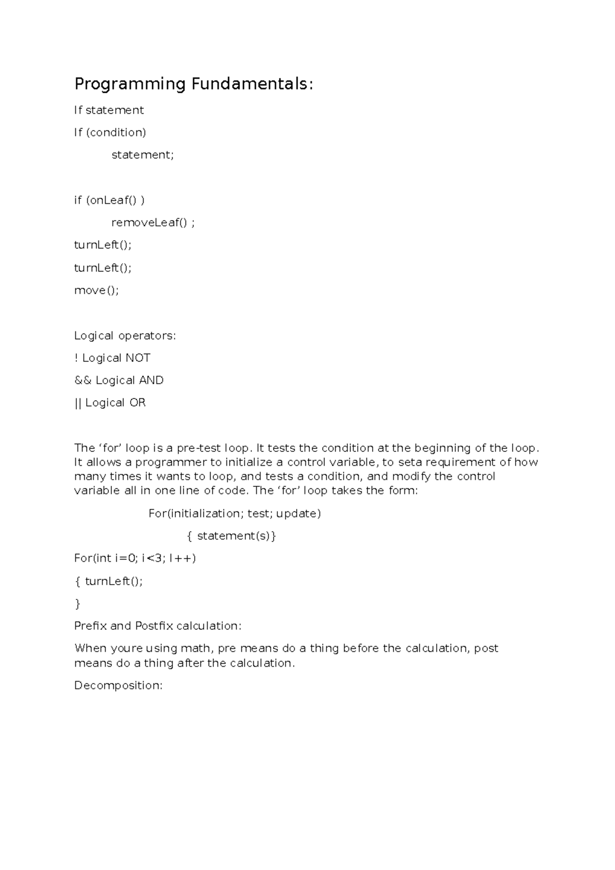 Programming Fundamentals: Key Concepts and Notes for Exam Preparation ...
