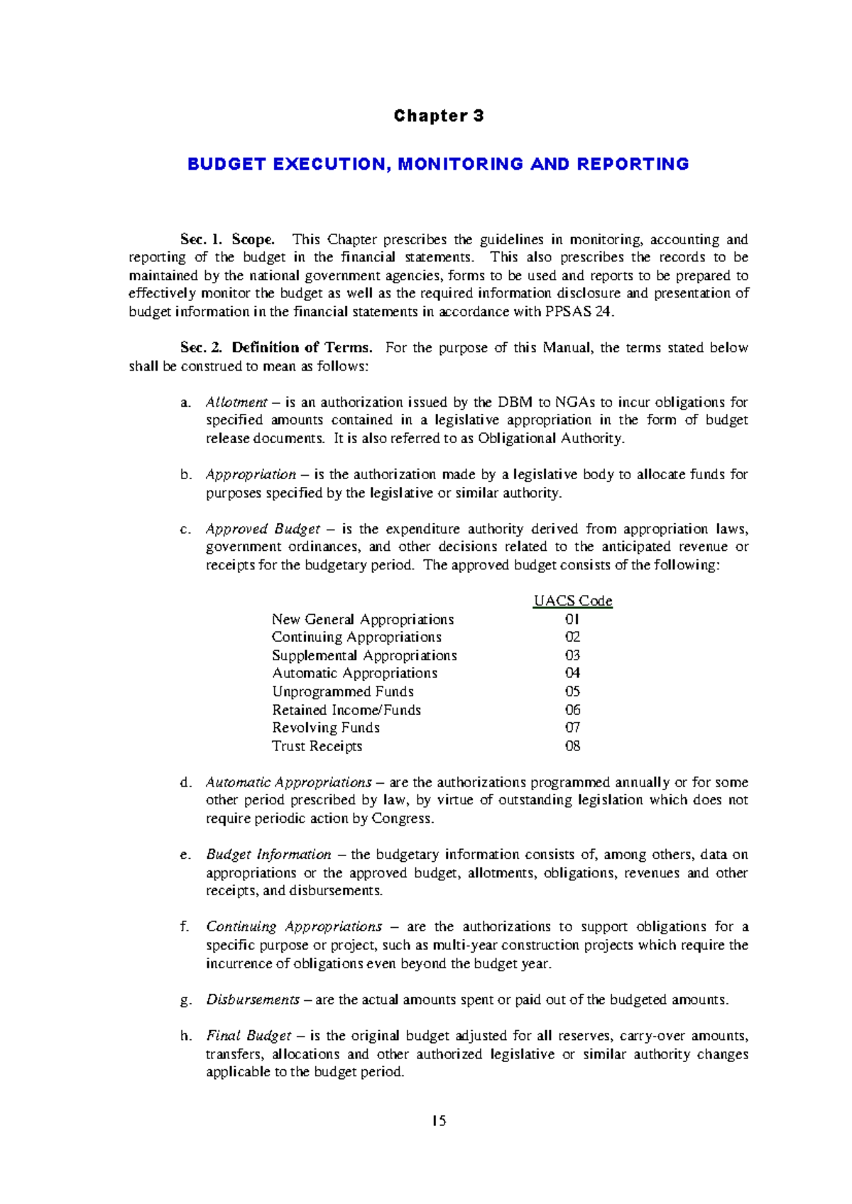 GAM Chapter 3 - Budget Execution, Monitoring & Reporting Guidelines ...