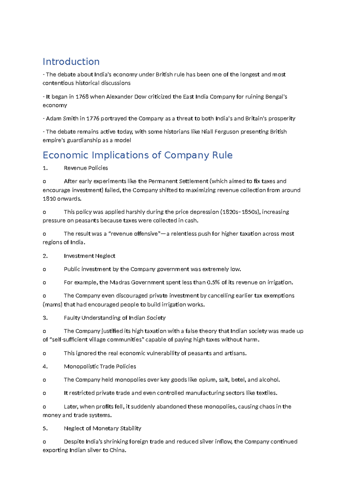 DSE Economic History: Economic Implications of British Rule in India ...