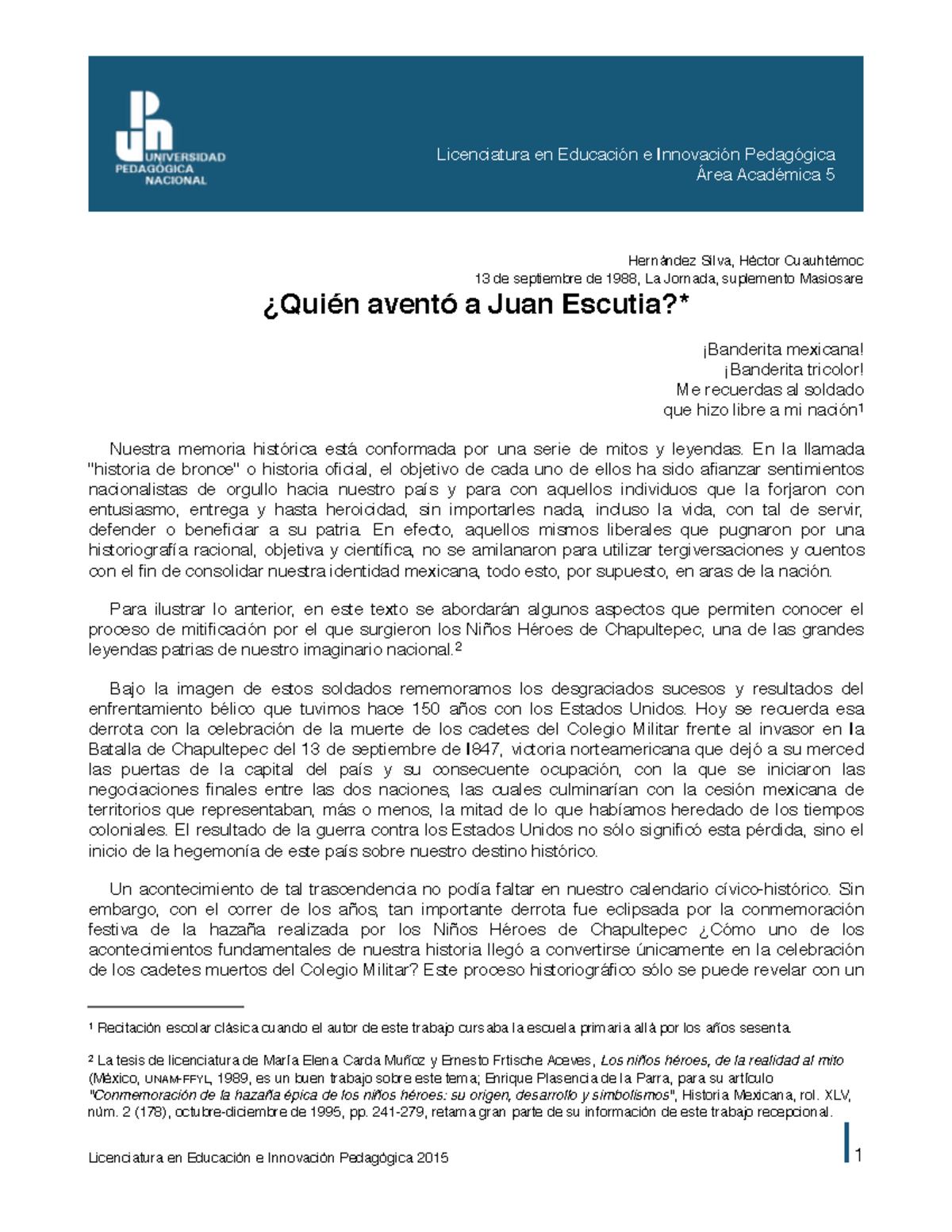 Estudio sobre el mito de Juan Escutia: Análisis histórico y diálogo ...