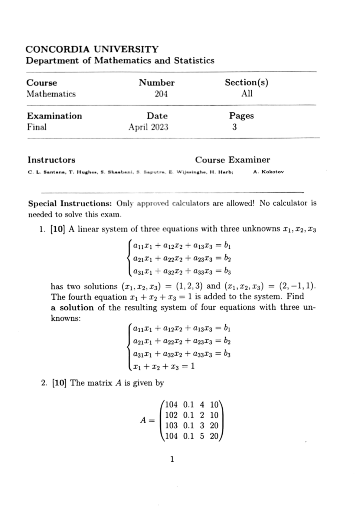 MATH 204 Final Exam Notes and Solutions Overview 2023 - Studocu