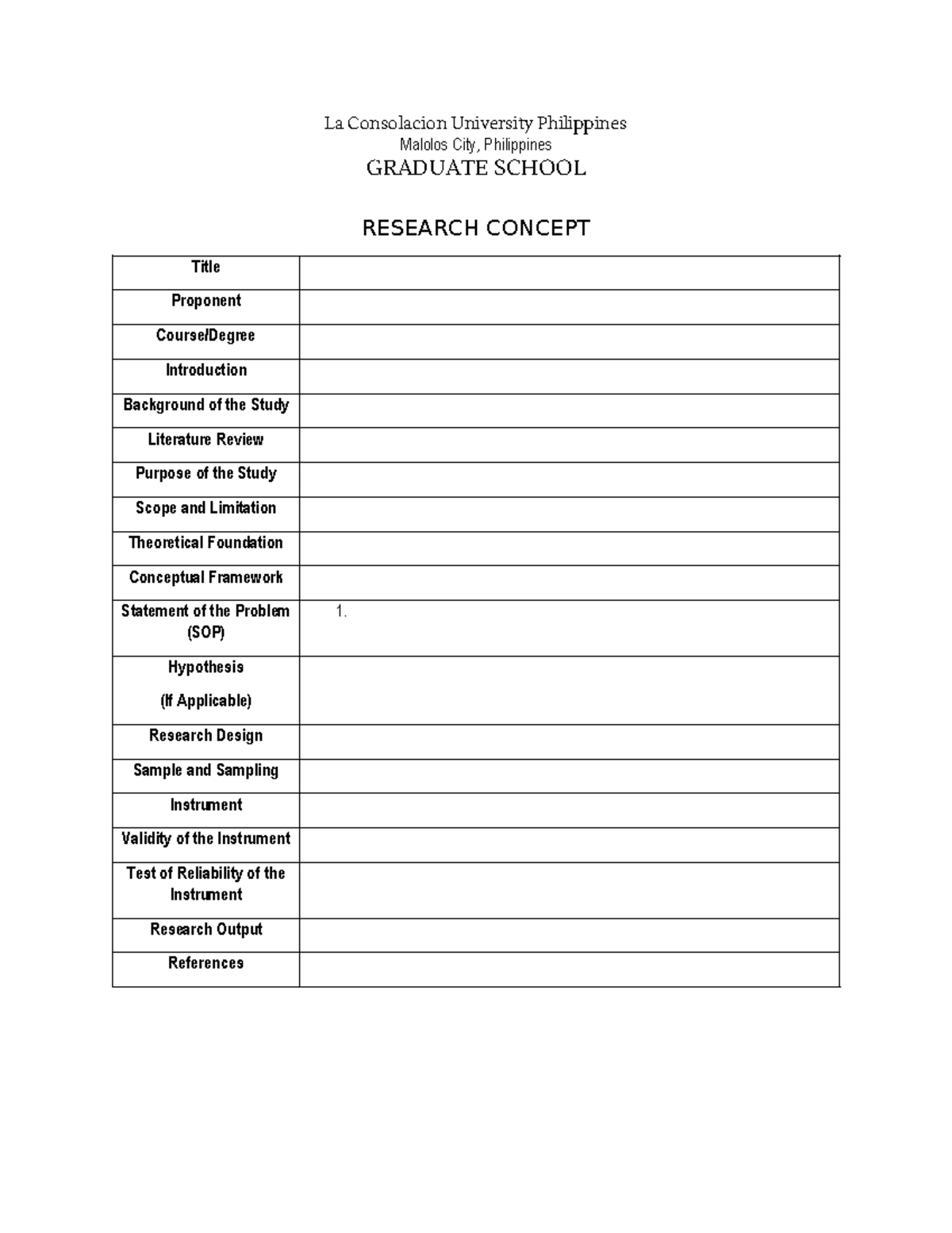 Research Concept Final Paper Template Format - La Consolacion ...