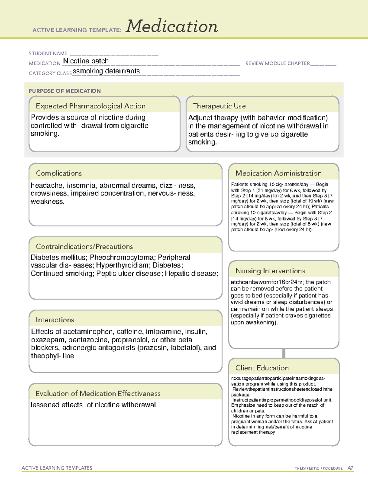 ATI Nicotine Patch: Active Learning Template for Therapeutic Procedures ...