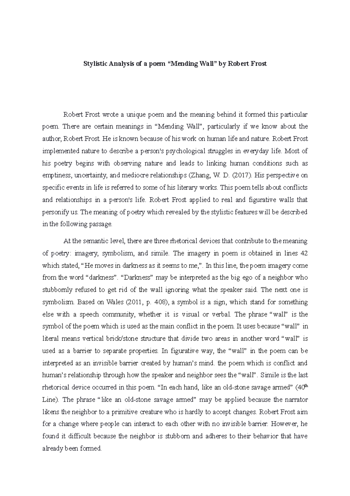 Stylistic Analysis of "Mending Wall" by Robert Frost: An Insightful ...