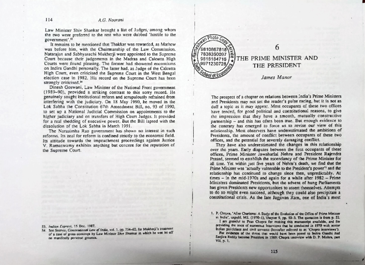 Prime Minister and President Relations in India: Insights by J. Manor ...