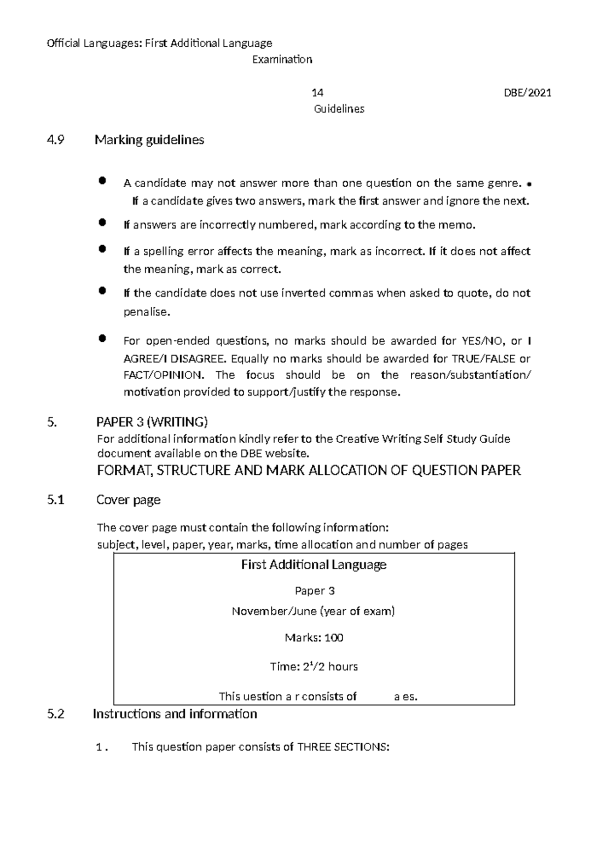 Official Languages: First Additional Language Exam Paper 3 Guidelines ...