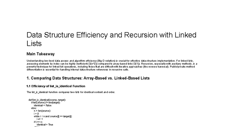 CP164 Final Exam: Data Structures, Recursion & Efficiency Insights ...