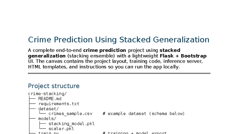 Crime Prediction Project (CS101) — Stacked Generalization with Flask ...
