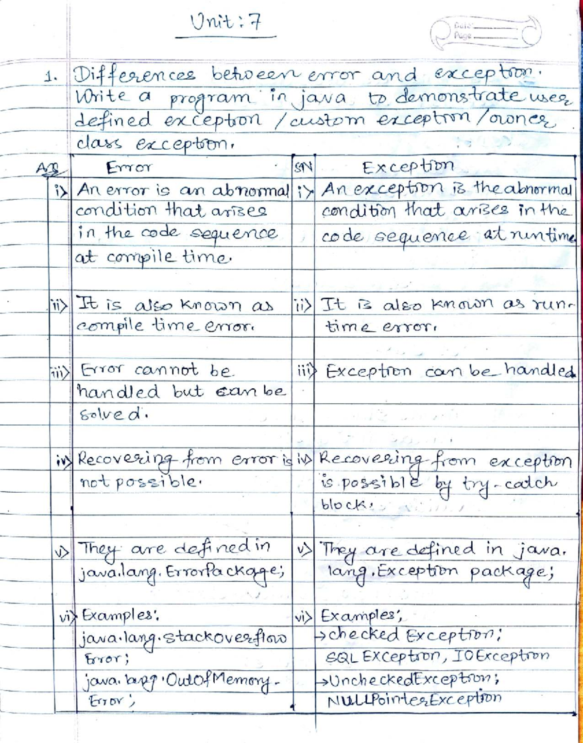 Java Programming Concepts and Exceptions (Course Code: 75406) - Studocu