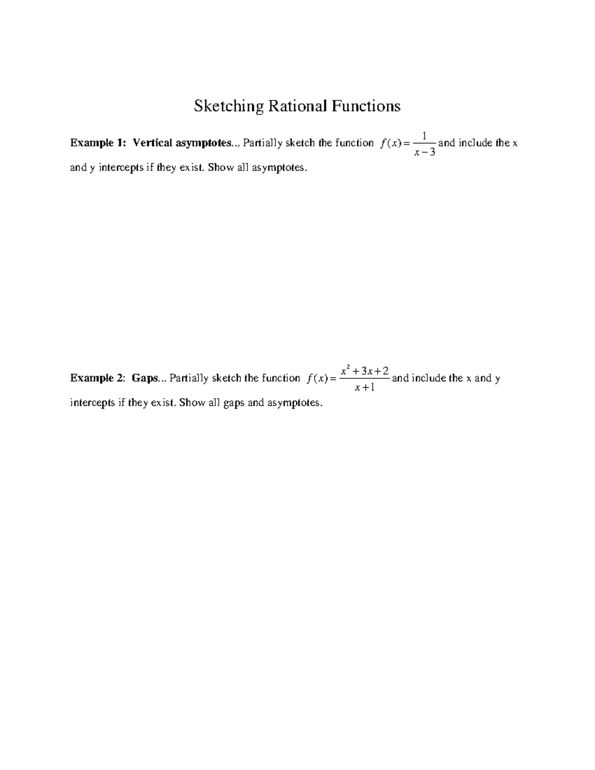 2.6 Sketching Rational Functions: Asymptotes & Intercepts Guide - Studocu