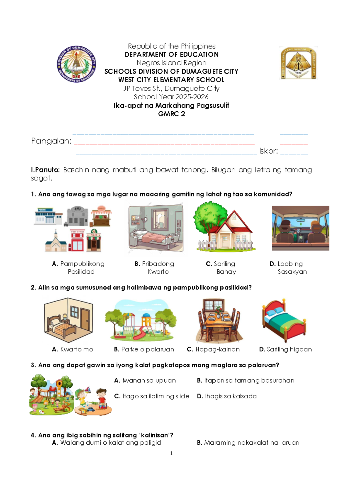 Final GMRC 2 Sample Exam - Markahang Pagsusulit - Studocu