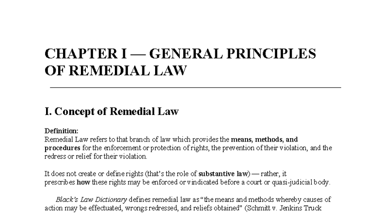 Remedial Law I: General Principles and Key Concepts for Midterms - Studocu
