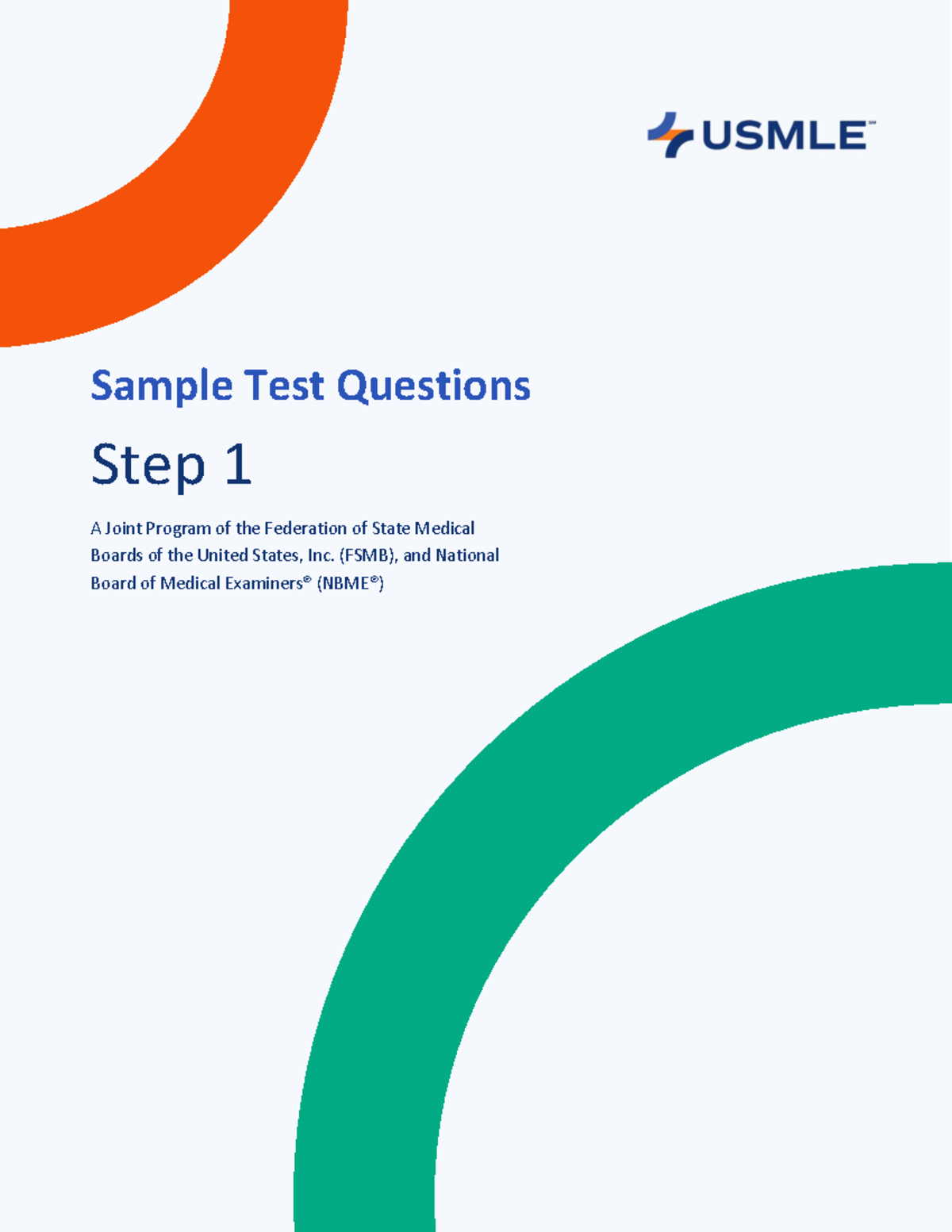 Step 1 Sample Items - Sample Test Questions Step 1 A Joint Program of ...