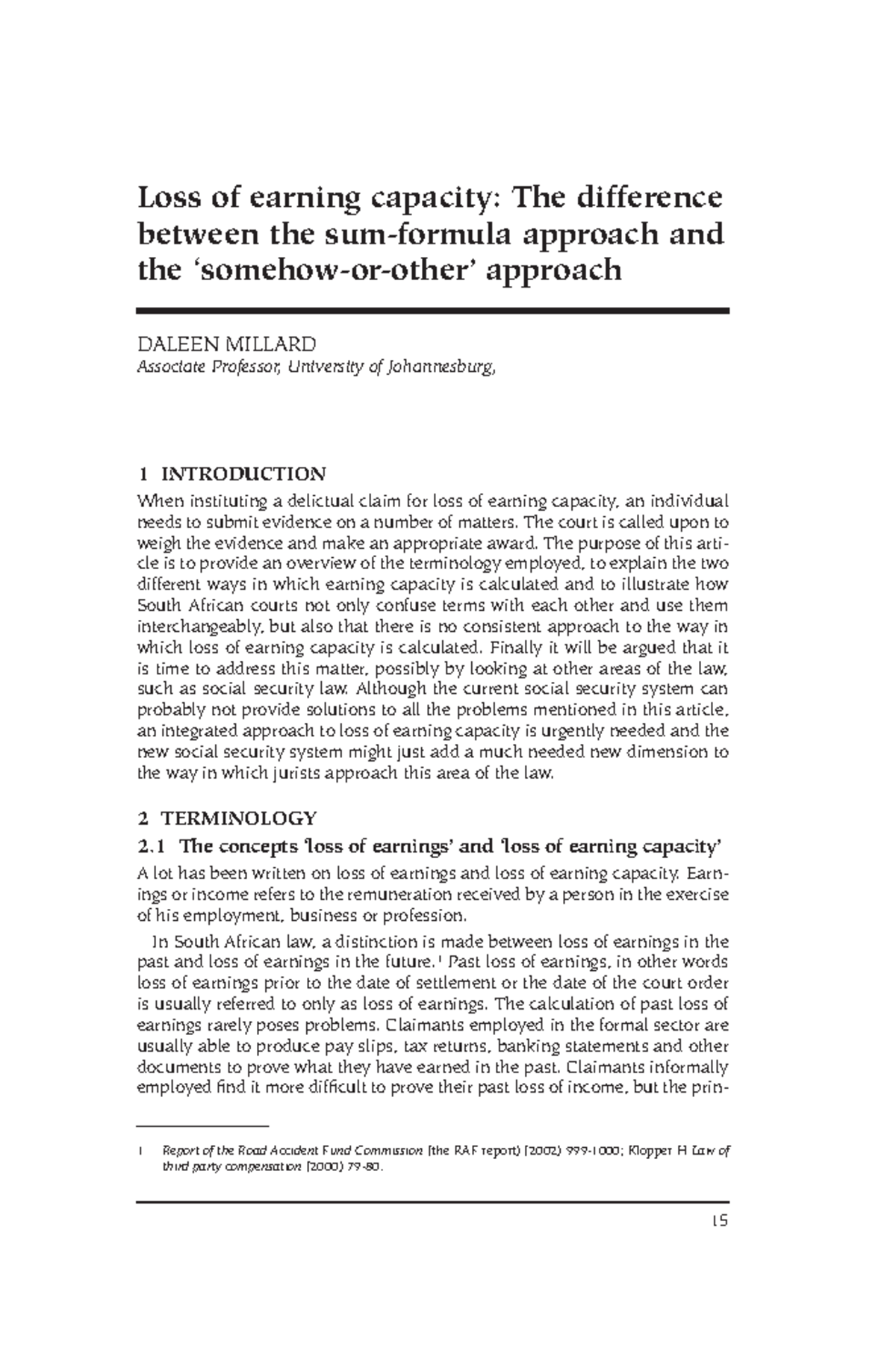 Article - Understanding Loss of Earning Capacity: Key Approaches - Studocu