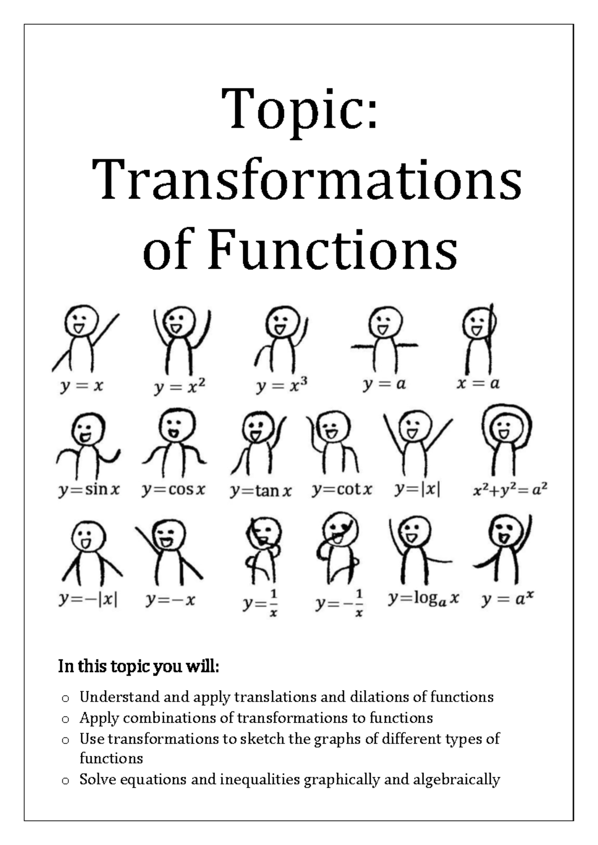 Transformations of Functions: AAM 2ADV F2 Study Guide - Studocu
