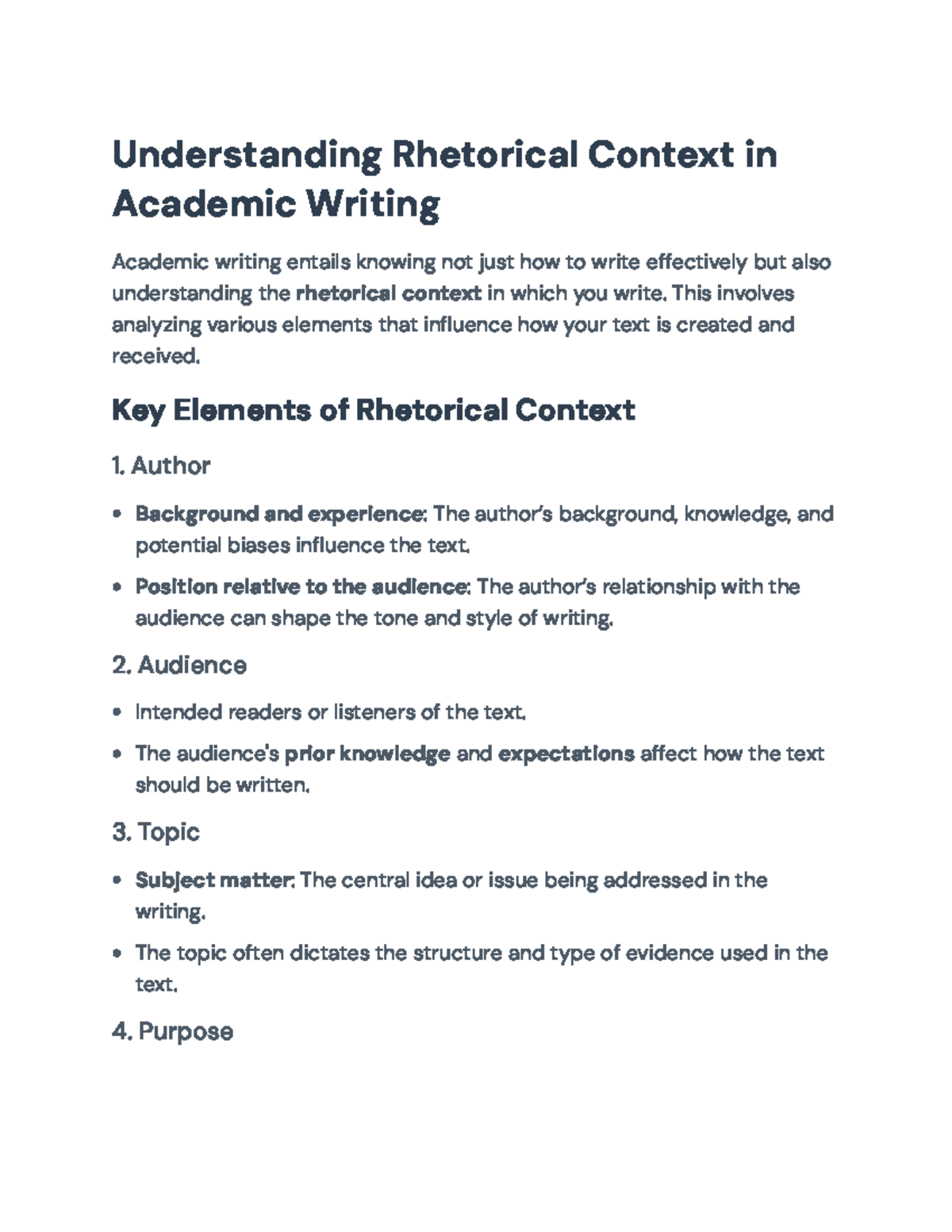 Rhetorical Context in Academic Writing: Key Elements and Processes ...