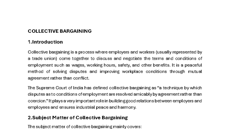Collective Bargaining: Key Concepts and Processes Explained - Studocu