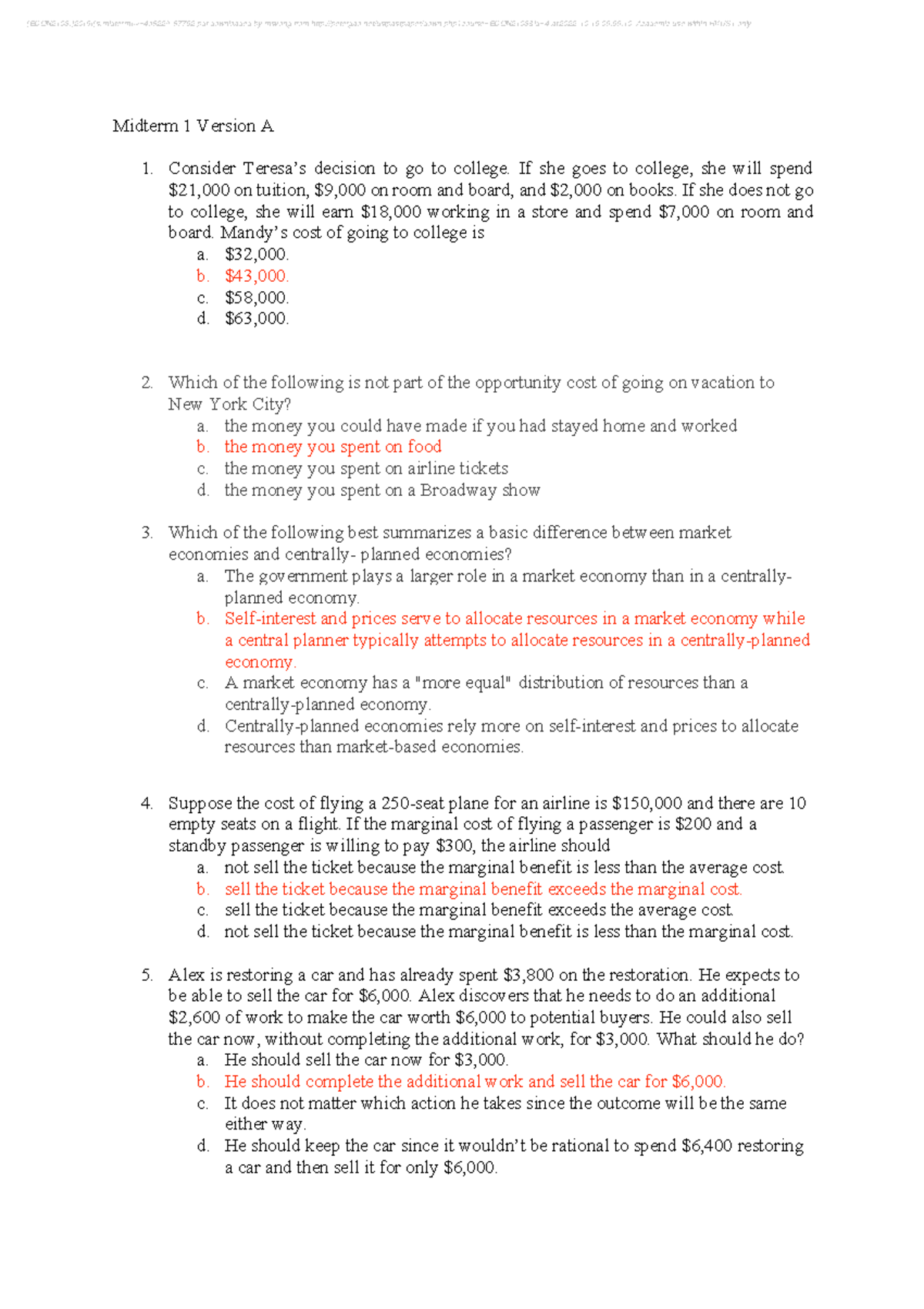 (ECON2103) Midterm 1 Study Guide: Key Concepts & Example Questions - Studocu