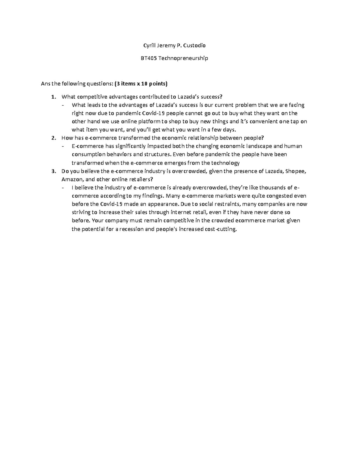 Custodio 01 Activity 2 Techno - Cyrill Jeremy P. Custodio BT405 ...