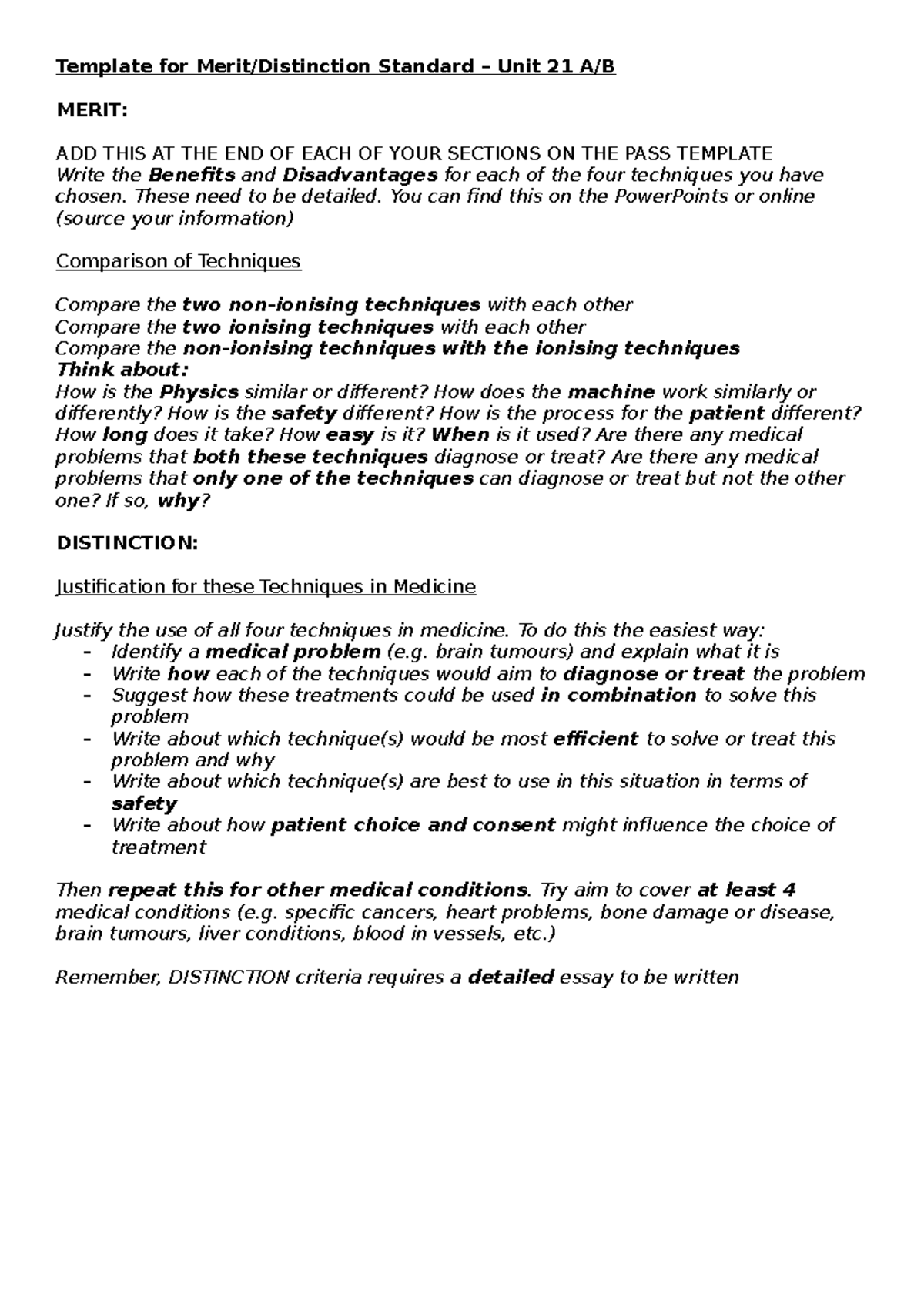 Unit 21 AB Template for Merit and Distinction - Template for Merit ...
