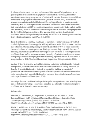 [Solved] The transition from student nurse to graduate registered nurse is - Transition to ...