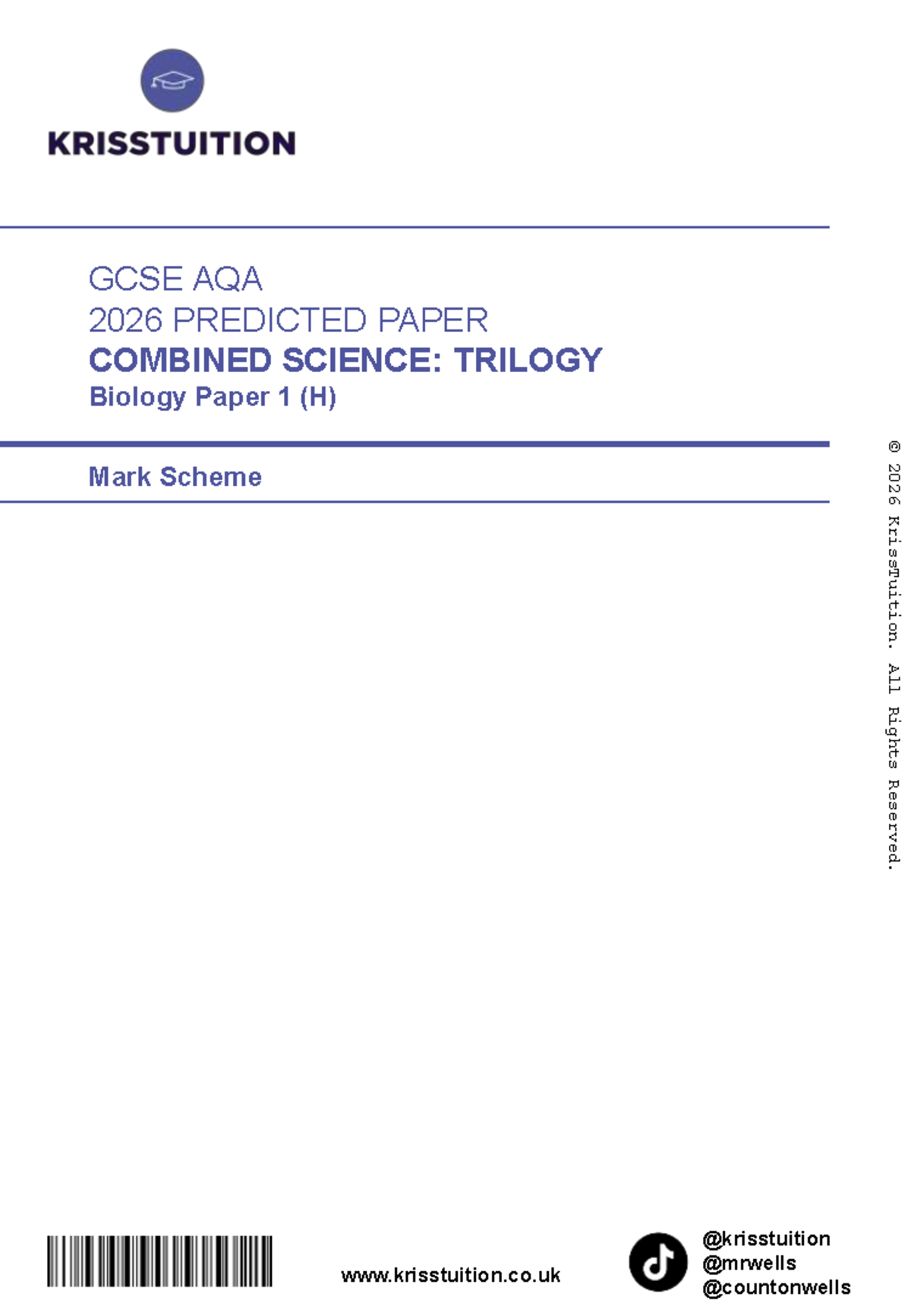 2026 AQA Combined Science: Biology Paper 1 Mark Scheme Analysis - Studocu