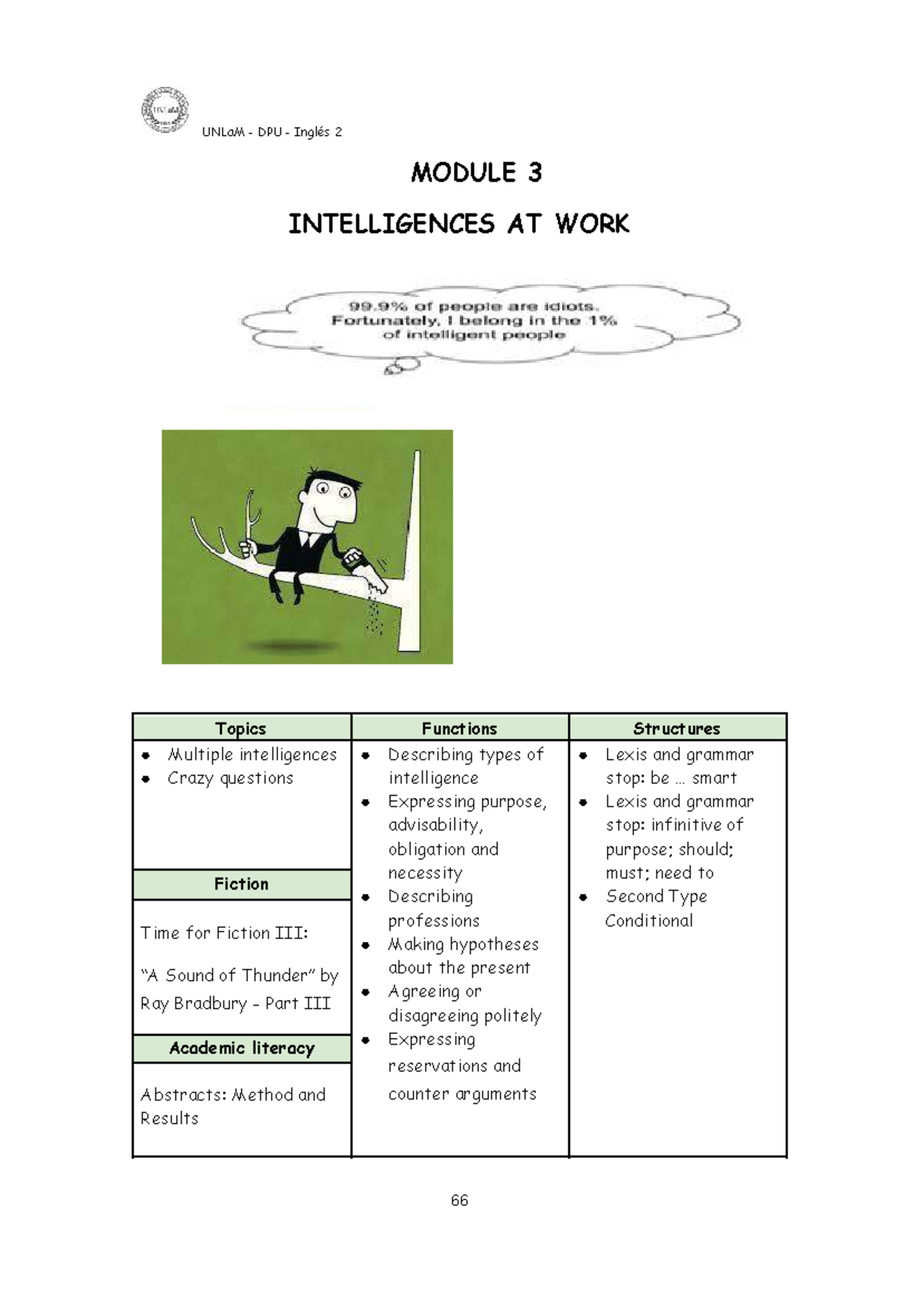 UNLaM DPU Inglés 2 Module 3: Exploring Multiple Intelligences and Fiction - Studocu