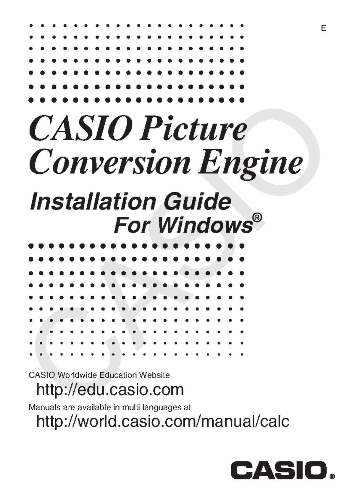 Casio Picture Conversion Engine E - ####### E CASIO Picture Conversion ...