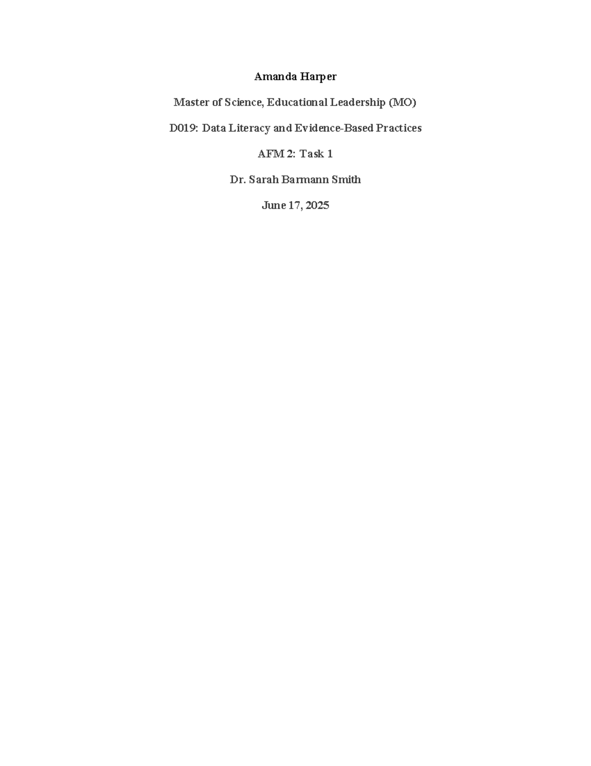 D019: Task 1 - Data Literacy & Evidence-Based Practices Analysis - Studocu