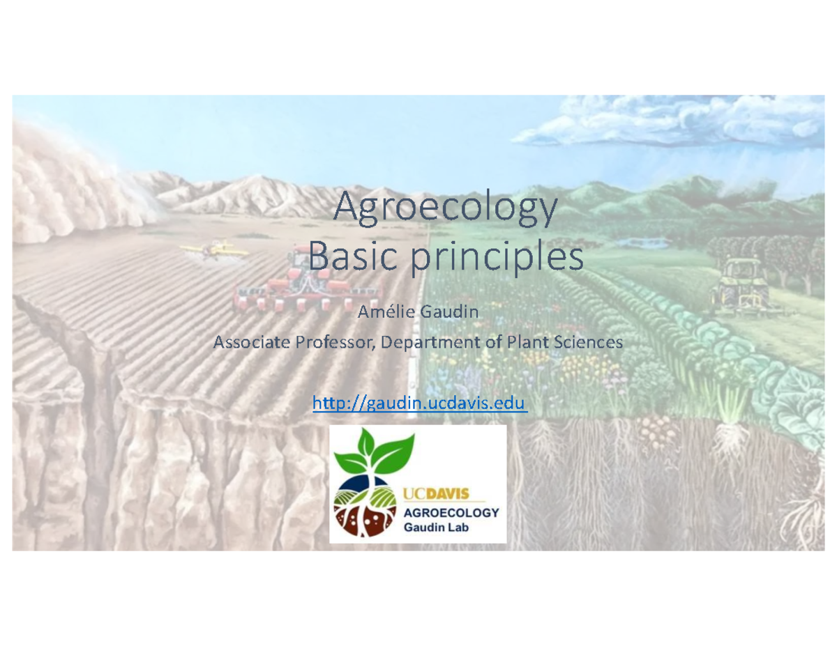 Agroecology: Principles and Practices in Development - Studocu