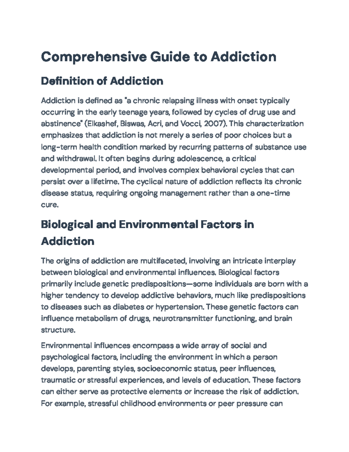 Comprehensive Overview of Addiction: Biology, Stigma, and Treatment ...