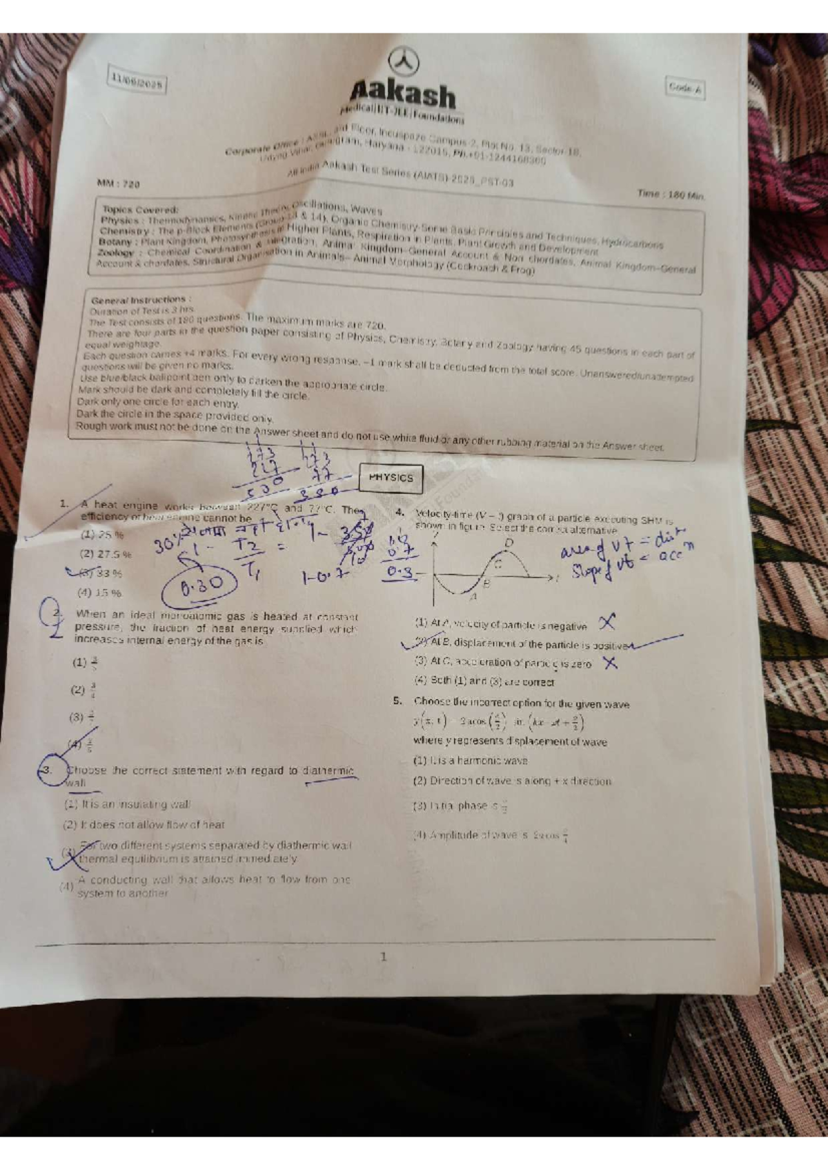 Aakash Test Series 9313: Comprehensive Question Paper on Oscillations ...