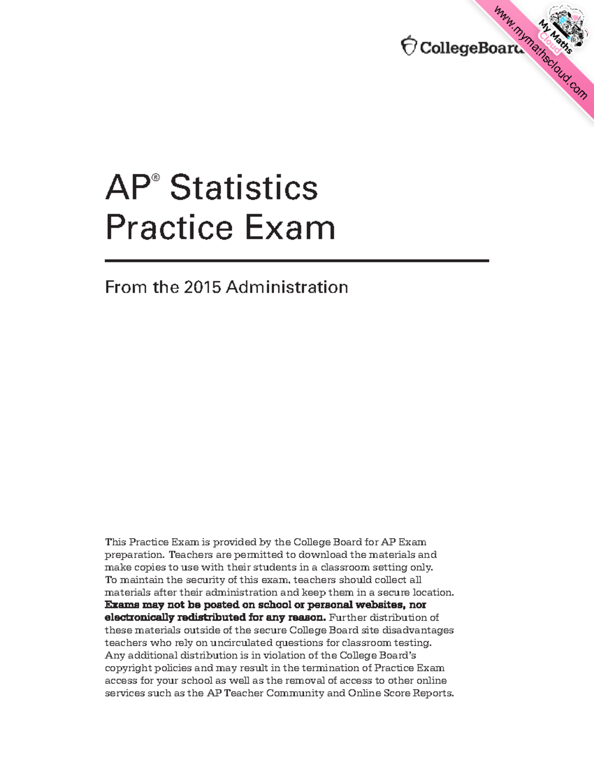 AP Stats 2015 Practice Exam: Preparation for Your Exam - Studocu