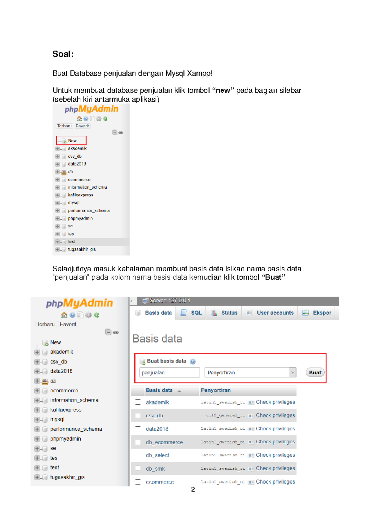 Tugas 11 DB Penjualan: Panduan Membuat Database di MySQL Xampp - Studocu