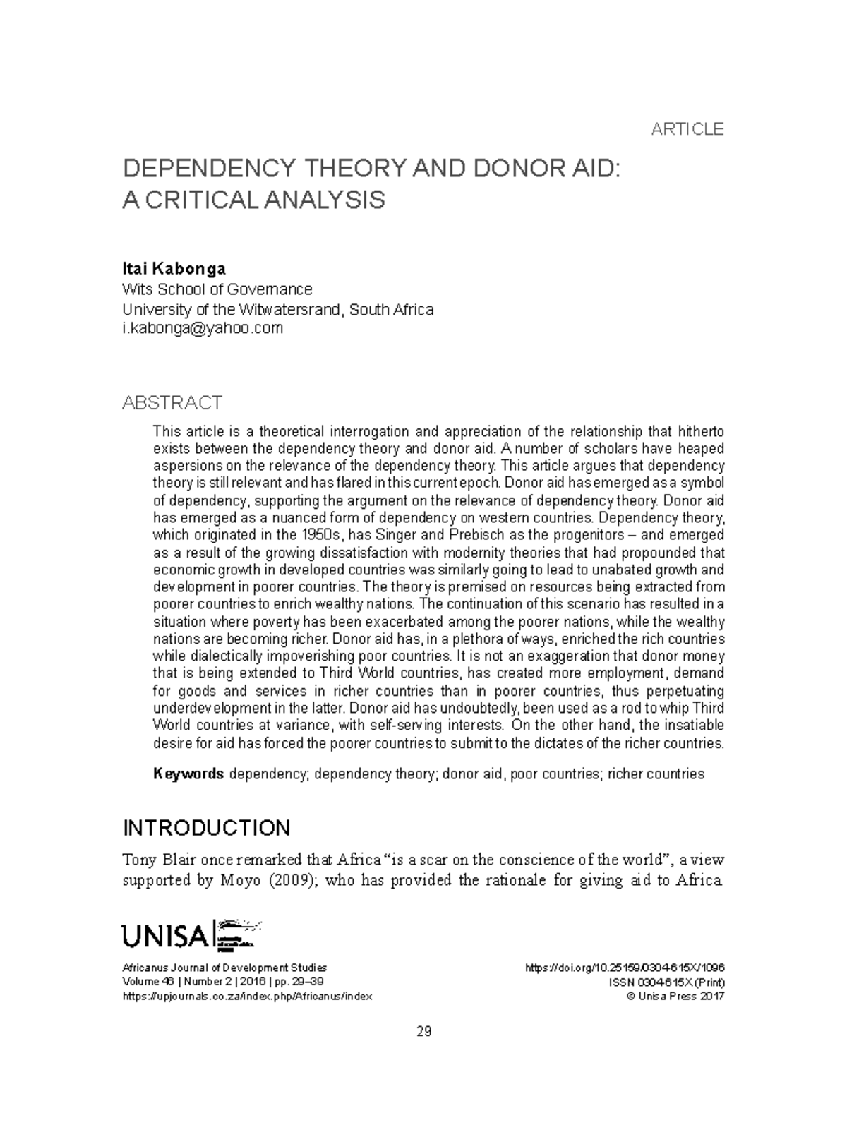 Dependency Theory and Donor Aid: A Critical Analysis (GOV 101) - Studocu