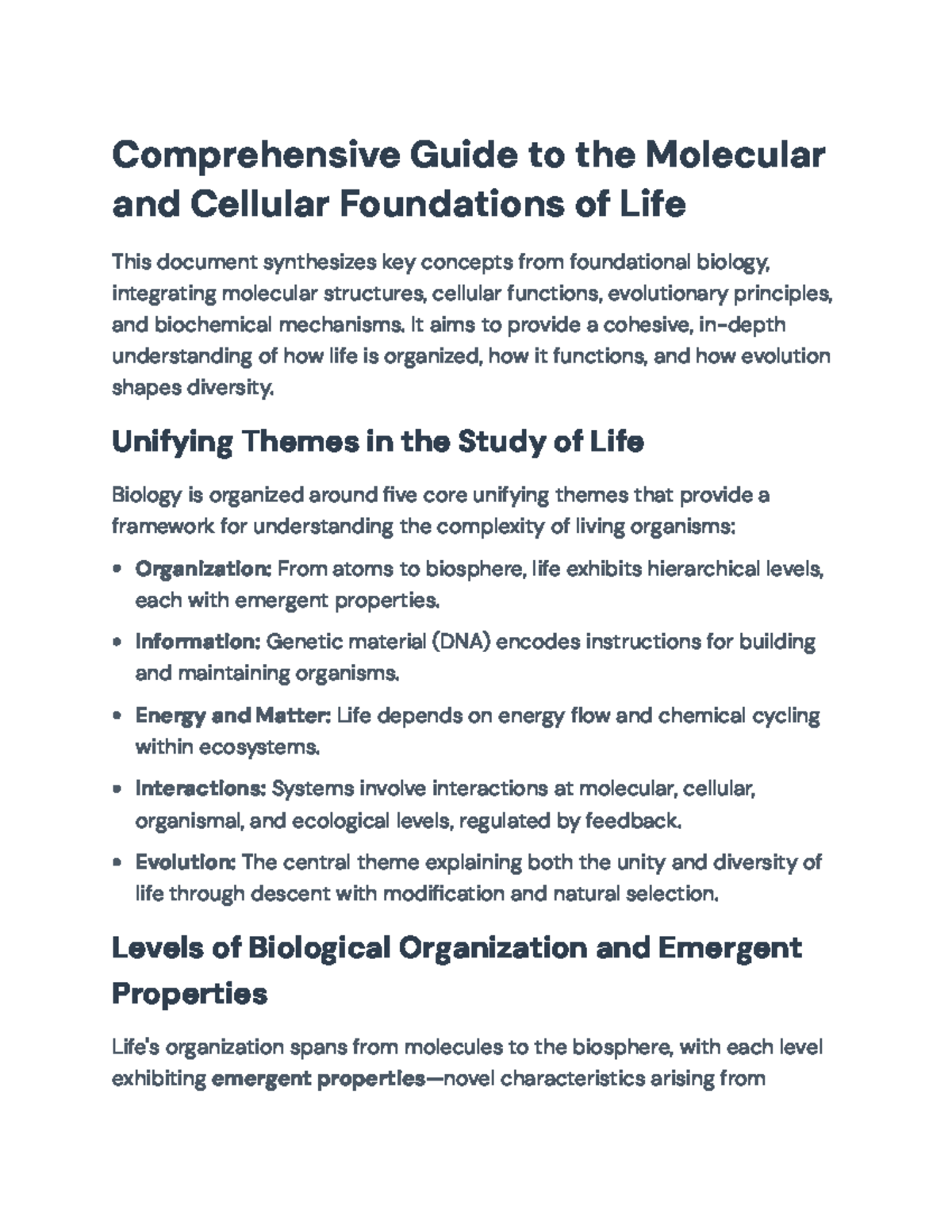 Comprehensive Guide to Molecular & Cellular Biology Foundations (BIO101 ...