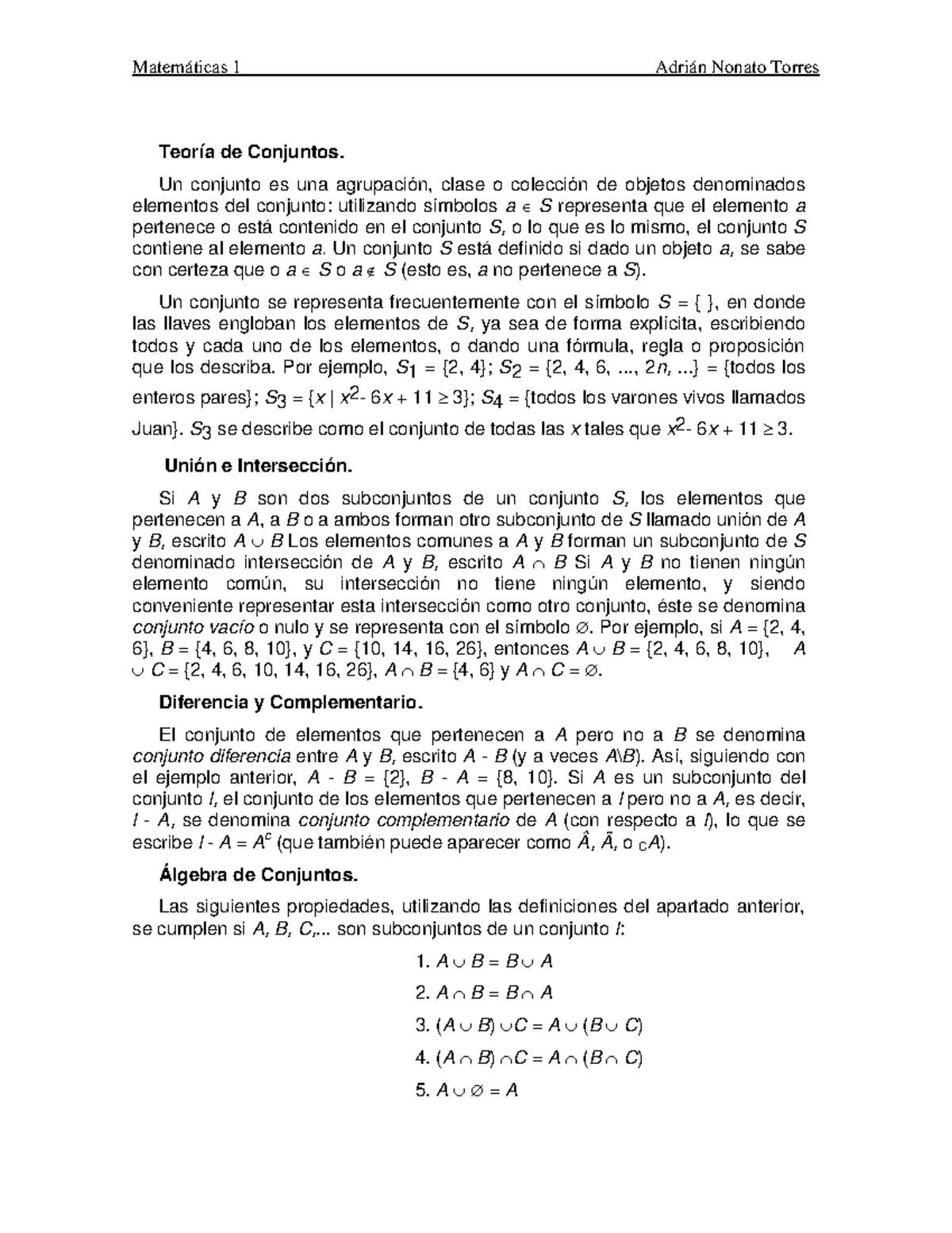 Conjuntos - apunte - Teoría de Conjuntos. Un conjunto es una agrupación ...