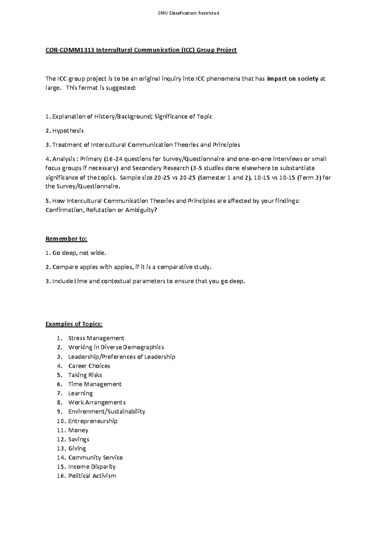 COR-COMM1313 Group Project: Intercultural Communication Outline ...