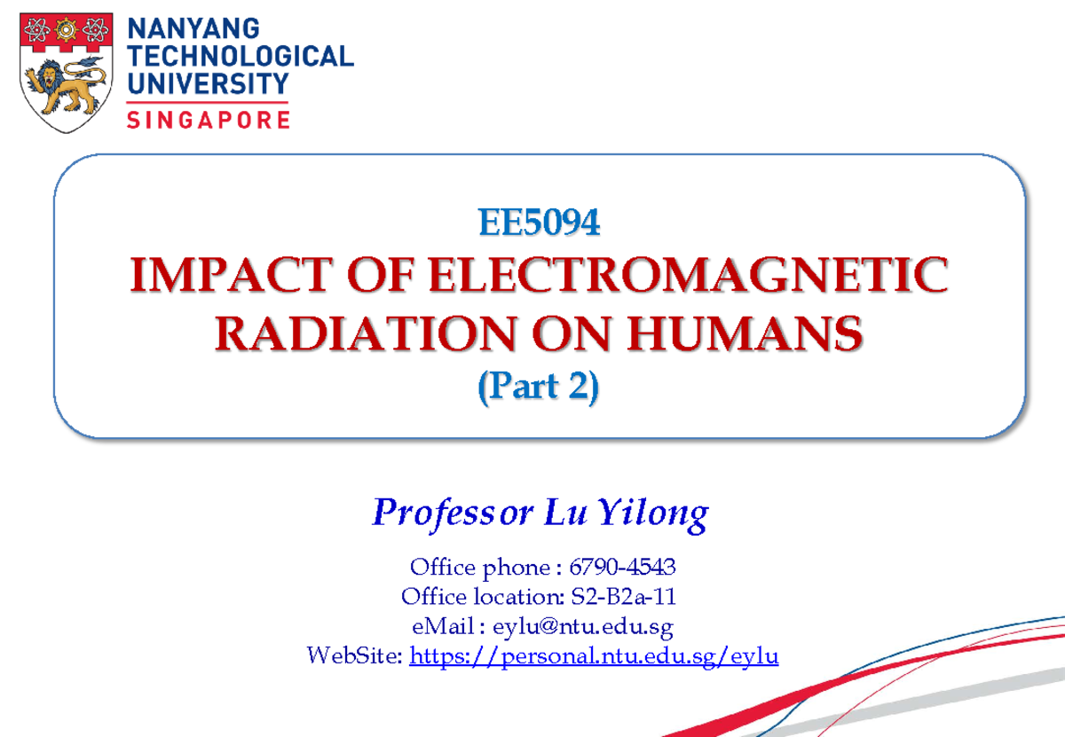 EE5094 Part 2 Lecture 1: Impact of EM Radiation on Humans - Studocu