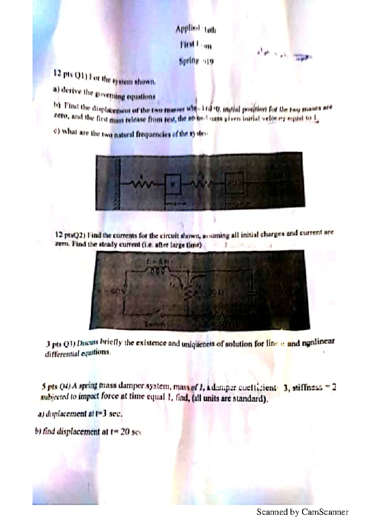 Applied Physics I 4M Spring 019 Exam Questions and Solutions - Studocu