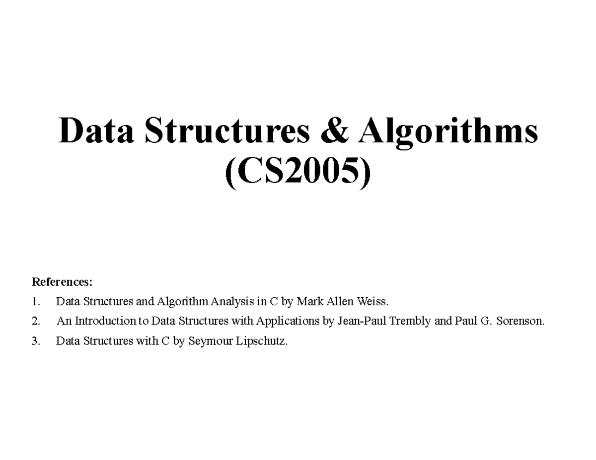 Dsa - Summary Data structures and algorithms - Data Structures ...