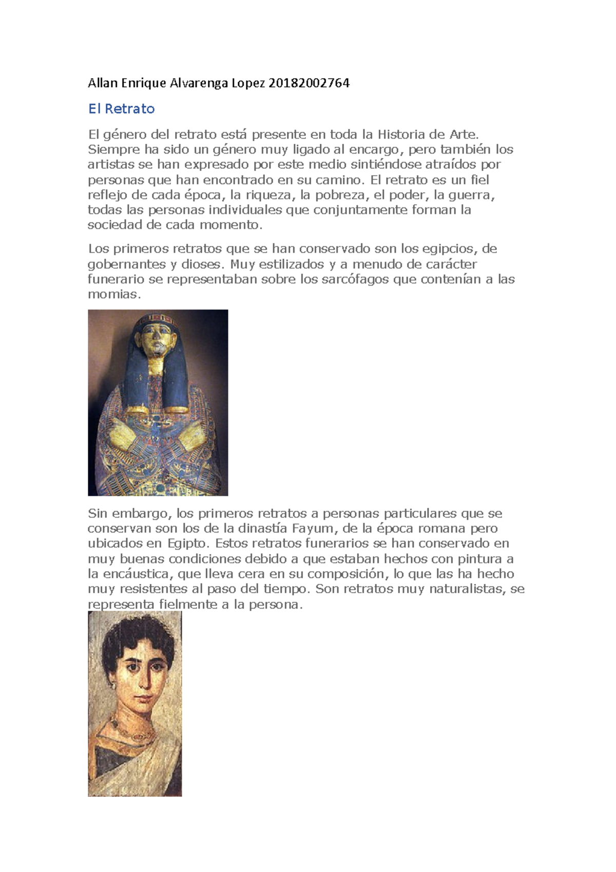 Resumen sobre el género del retrato en la Historia del Arte - Studocu