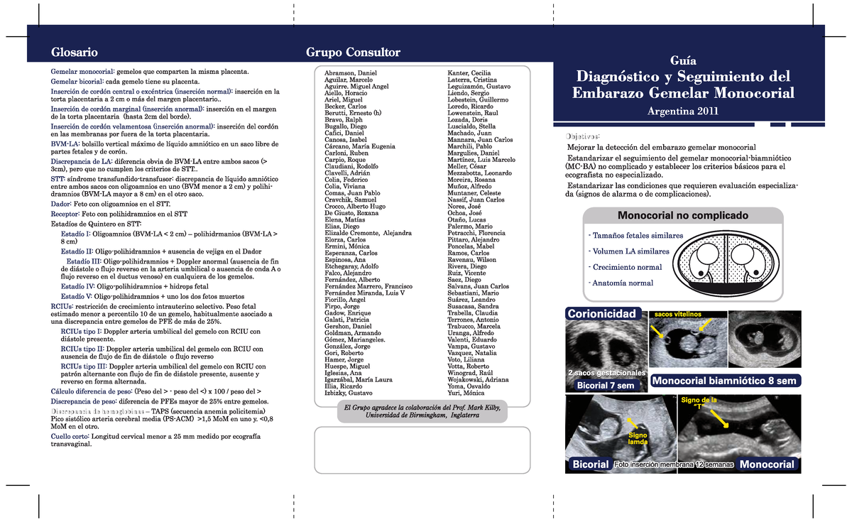 Glosario del Embarazo Gemelar: Monocorial y Bicorial - Studocu