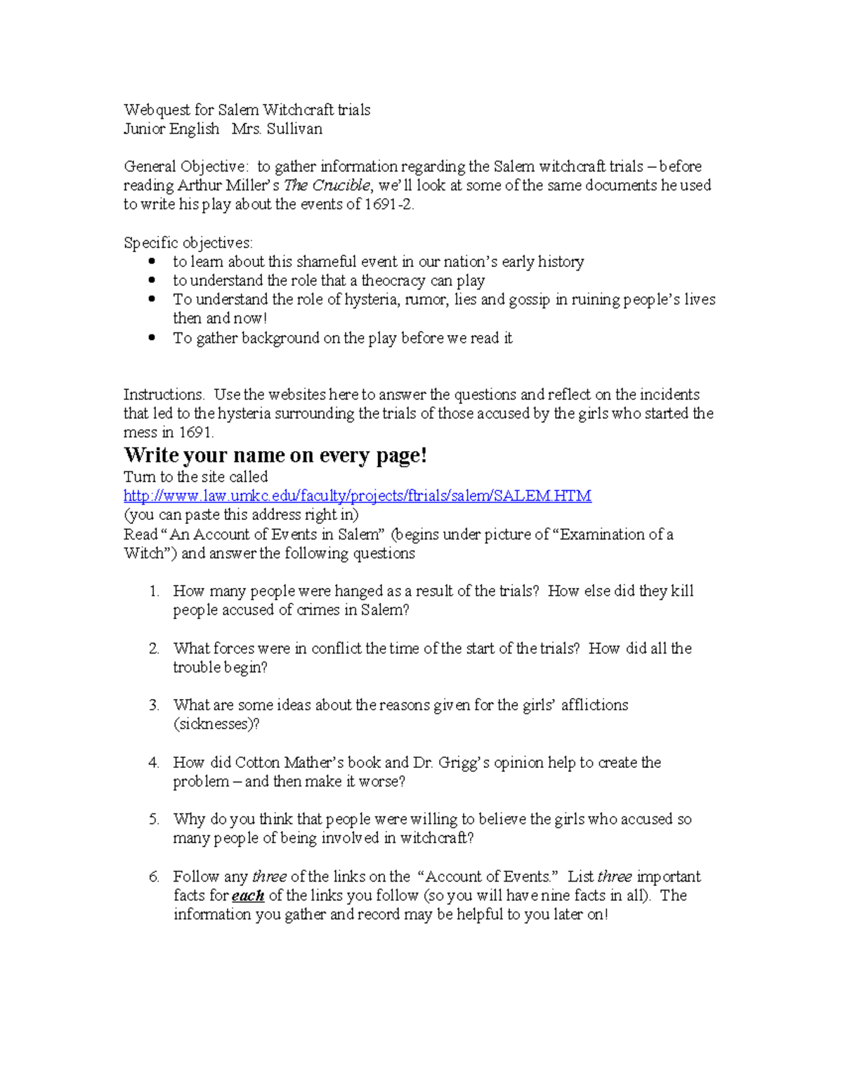 ibuvytcrxghvhgvgv - Webquest for Salem Witchcraft trials Junior English ...