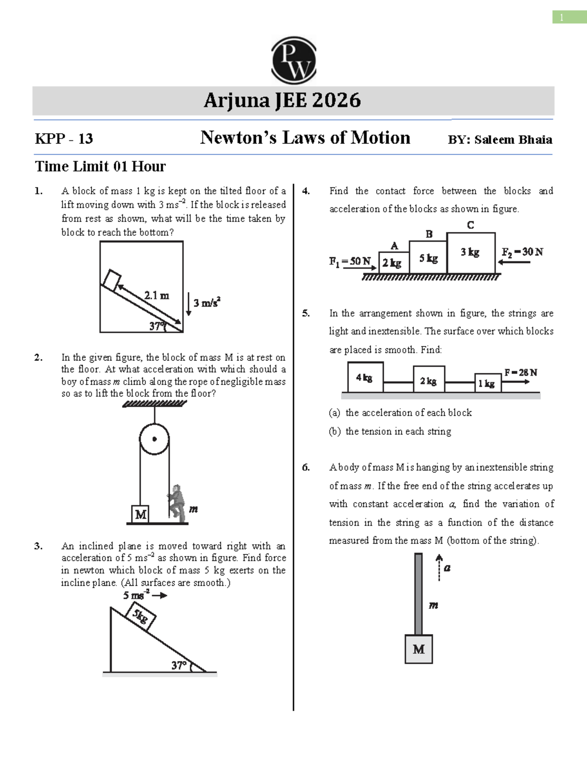 KPP 13 Final Exam: Newton's Laws of Motion Problems and Solutions - Studocu