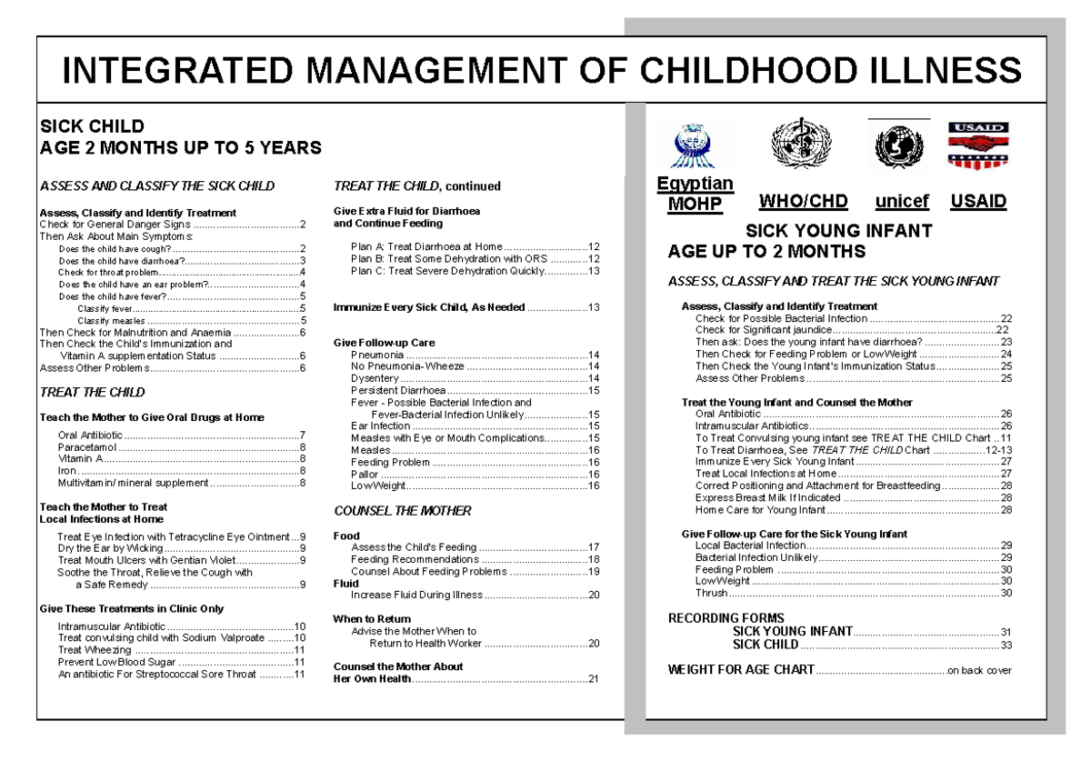 IMCI Chart: Integrated Management of Childhood Illness (IMCI) for ...