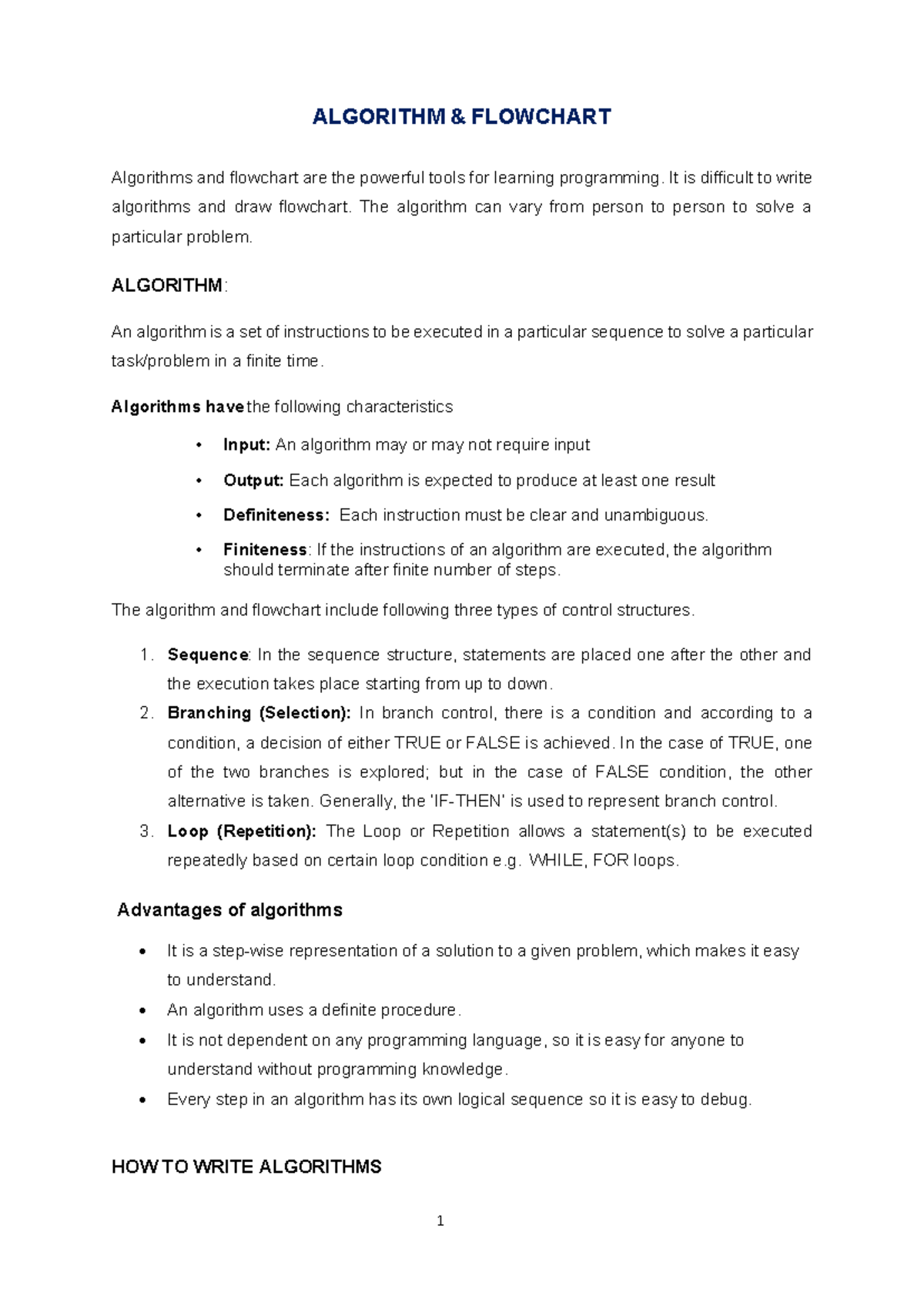 Algorithm Flowchart and Pseudocode Overview for Programming - Studocu