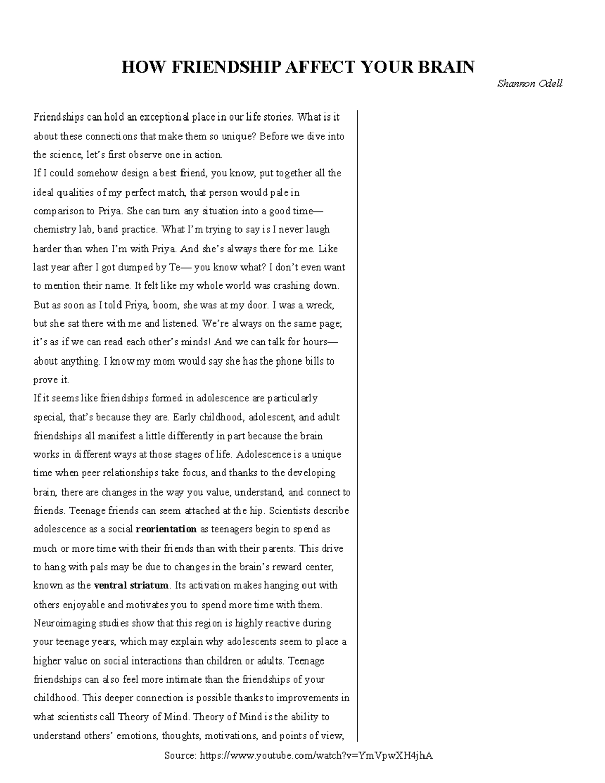 HOW Friendship Affect YOUR Brain - HOW FRIENDSHIP AFFECT YOUR BRAIN ...