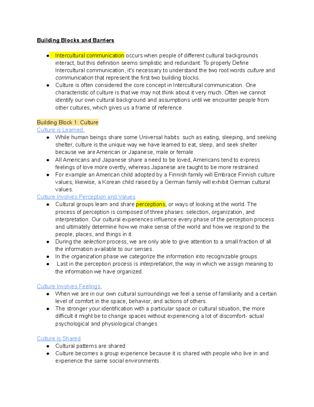 M N Ch. 2: Building Blocks & Barriers in Intercultural Communication ...